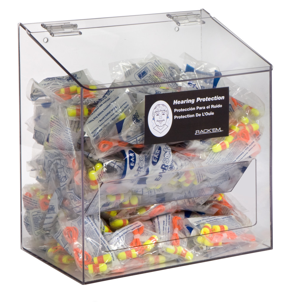 300 Pair Foam Ear Plug Clear Acrylic Dispenser (SKU: 5133) - RACK'EM SAFETY