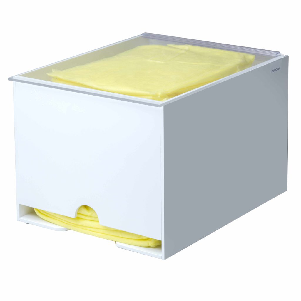 White Plastic Isolation Gown/Lab Coat Dispenser (SKU: 5202W) - RACK'EM ...